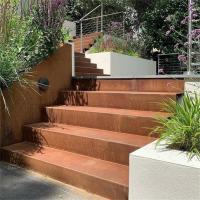 China Pre Weathered Corten Steel Garden Steps Stairs 1000mm to 3000mm Width 170mm Step Height for sale