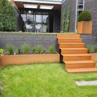 China Pre Weathered Corten Steel Garden Steps Stairs 1000mm to 3000mm Width 170mm Step Height for sale