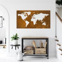 China Decoration Rusty Corten Metal World Map Wall Art for sale