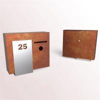 China Wall Mounted Corten Steel Mailbox with Key Lock 350x100x250mm Rustic Outdoor Letter Box for sale