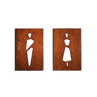 China Corten Steel Toilet Wall Plate Rusty Metal WC Sign 8x12cm Custom Size for sale
