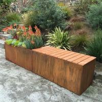 China Corten Steel Planter Bench Metal Trough Planter 240cm x 60cm x 50cm for Streetscape for sale
