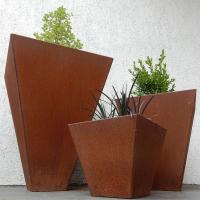 China Laser Cut Polygonal Corten Steel Planter Box 2mm Thick Rusted Finish Garden Decorative for sale