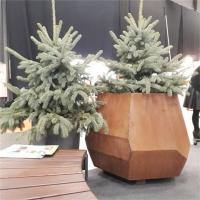China Large Hexagonal Corten Steel Garden Planter 75cm Rusted Red Flower Pot for Patios for sale