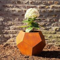 China Large Hexagonal Corten Steel Garden Planter 75cm Rusted Red Flower Pot for Patios for sale