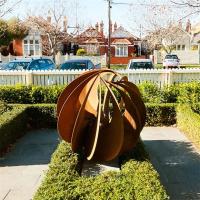 China Hollow Corten Steel Art Sphere Sculpture 600mm 900mm Garden Decoration for sale