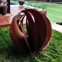 China Hollow Corten Steel Art Sphere Sculpture 600mm 900mm Garden Decoration for sale