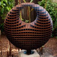 China Orb Shape Corten Steel Garden Sculpture Artwork Three Dimensional for sale