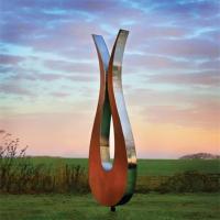 China Tulip Shape Corten Steel Outdoor Garden Sculpture 210x54x15 cm Rusty Red for sale
