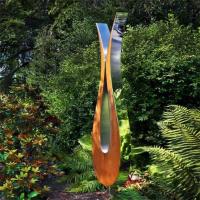 China Tulip Shape Corten Steel Outdoor Garden Sculpture 210x54x15 cm Rusty Red for sale