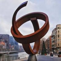 China Modern Abstract Ring Corten Steel Art Sculpture for sale