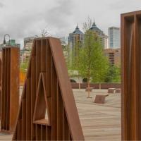 China Corten Steel Abstract Sculpture Metal Letter Garden Art 1.5m-3m Height Custom for sale