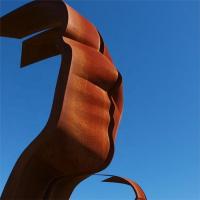 China Corten Steel Abstract Sculpture Two Faces Ribbon Imaginary Height 1.5m Custom for sale