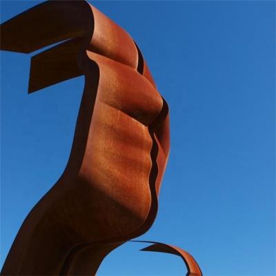 China Corten Steel Abstract Sculpture Two Faces Ribbon Imaginary Height 1.5m Custom for sale
