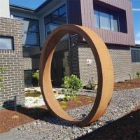 China Corten Steel Moon Gate Sculpture 2200mm Diameter Rustic Garden Art for sale