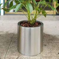 China Customized Polished Stainless Steel Round Flower Pots Dia 300-600mm 304 316 for sale