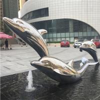 China Fuxin Stainless Steel Dolphin Sculpture 3-9m Outdoor Animal Art for sale