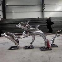 China Fuxin Stainless Steel Dolphin Sculpture 3-9m Outdoor Animal Art for sale