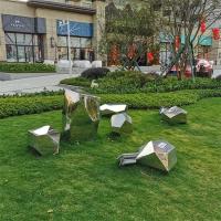 China Mirror Polished Stainless Steel Geometric Garden Sculpture 2m Customizable for sale