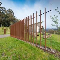 China Corten Steel Picket Fence 90cm Height 2.0-4.0mm Thickness Rusty Red Garden Security for sale