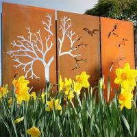 China Corten Steel Garden Screen Panel Laser Cut Tree Design 600-1200mm Width 2-4mm Thickness for sale