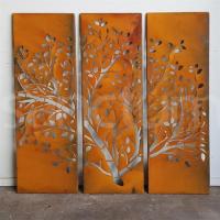 China Corten Steel Garden Screen Panel Laser Cut Tree Design 600-1200mm Width 2-4mm Thickness for sale