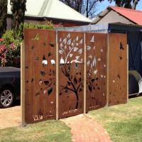 China Corten Steel Garden Screen Panel Laser Cut Tree Design 600-1200mm Width 2-4mm Thickness for sale