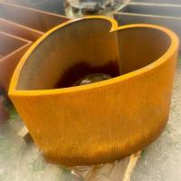 China Large Outdoor Heart Shaped Corten Steel Planter 1100x1070x760mm Garden Ornament for sale