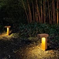 China Square Corten Steel LED Bollard Light 40x25x15cm Rusty Path Lighting for sale