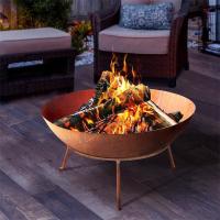 China Modern Corten Steel Fire Pit Bowl with Stand 900mm Diameter Wood Burning for sale