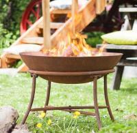 China Modern Corten Steel Fire Pit Bowl with Stand 900mm Diameter Wood Burning for sale
