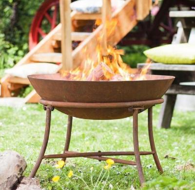 China Modern Corten Steel Fire Pit Bowl with Stand 900mm Diameter Wood Burning for sale
