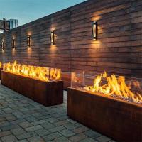 China 1500mm Rectangular Corten Steel Gas Fire Pit Heater 3mm Thick Propane for sale