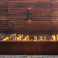 China 1500mm Rectangular Corten Steel Gas Fire Pit Heater 3mm Thick Propane for sale