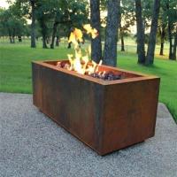 China Freestanding Square Corten Steel Fire Pit 2-4mm Thickness Outdoor Warming for sale