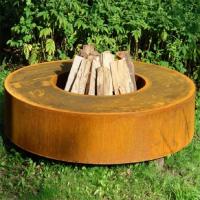 China Corten Steel Wood Burning Fire Pit 35.4 Inch Round Outdoor Heater for Fire Table for sale