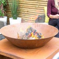 China Corten Steel Outdoor Wood Burning Fire Pit with Log Grate 700mm Width 490mm Height for sale