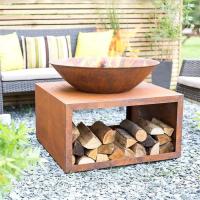 China Corten Steel Outdoor Wood Burning Fire Pit with Log Grate 700mm Width 490mm Height for sale