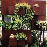 China Pre Weathered Corten Steel Round Wall Hanging Planter 1.5mm Custom Size for sale