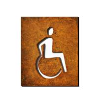 China Corten Steel Toilet Wall Plate Rusty Metal WC Sign 8x12cm Custom Size for sale