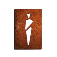 China Corten Steel Toilet Wall Plate Rusty Metal WC Sign 8x12cm Custom Size for sale