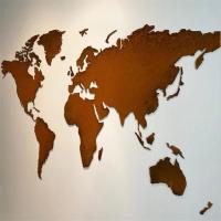 China Decoration Rusty Corten Metal World Map Wall Art for sale