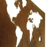 China Decoration Rusty Corten Metal World Map Wall Art for sale