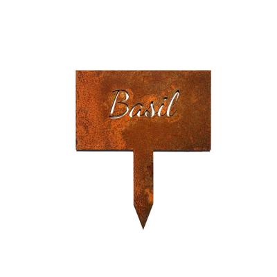 China Custom Corten Steel Garden Herb Signs 10x6cm Set for Plant Markers for sale