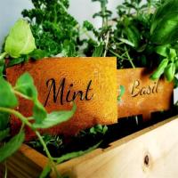China Custom Corten Steel Garden Herb Signs 10x6cm Set for Plant Markers for sale