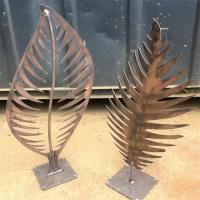 China Corten Steel Rusty Metal Garden Leaf Sculpture 60x26.5x123cm Outdoor Art for sale