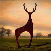 China Corten Steel Deer Garden Sculpture Pre-Rusted Metal Lawn Ornament 1.5-2.0mm for sale