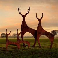 China Corten Steel Deer Garden Sculpture Pre-Rusted Metal Lawn Ornament 1.5-2.0mm for sale