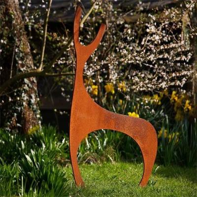 China Corten Steel Deer Garden Sculpture Pre-Rusted Metal Lawn Ornament 1.5-2.0mm for sale