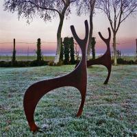 China Corten Steel Deer Garden Sculpture Pre-Rusted Metal Lawn Ornament 1.5-2.0mm for sale
